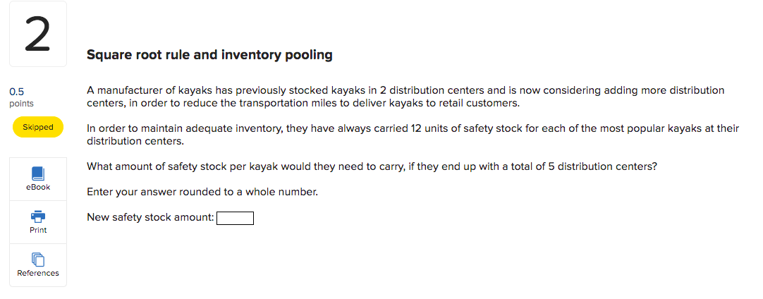 Solved 2 Square root rule and inventory pooling 0.5 points A | Chegg.com
