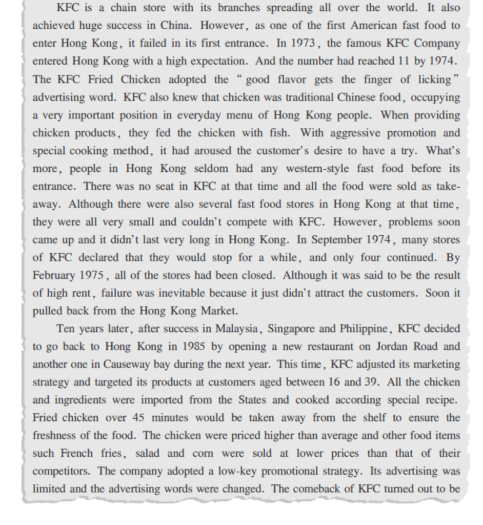 Solved KFC is a chain store with its branches spreading all | Chegg.com