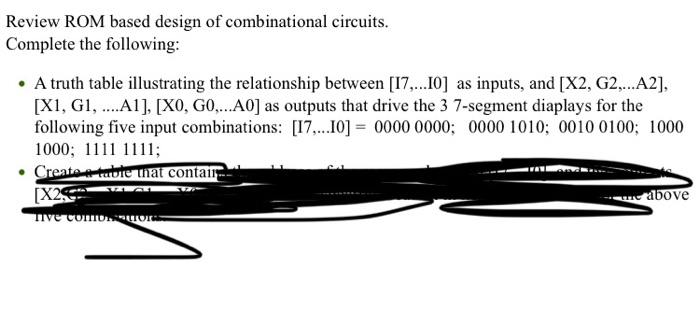 Review ROM based design of combinational circuits | Chegg.com