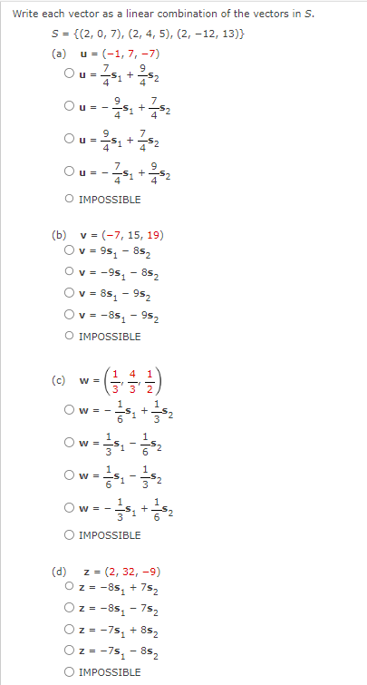 Solved Write each vector as a linear combination of the | Chegg.com