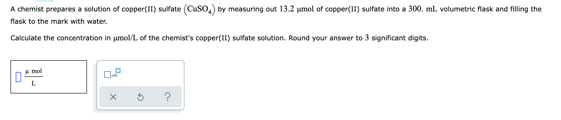Solved A Chemist Prepares A Solution Of Copper Ii Sulfate