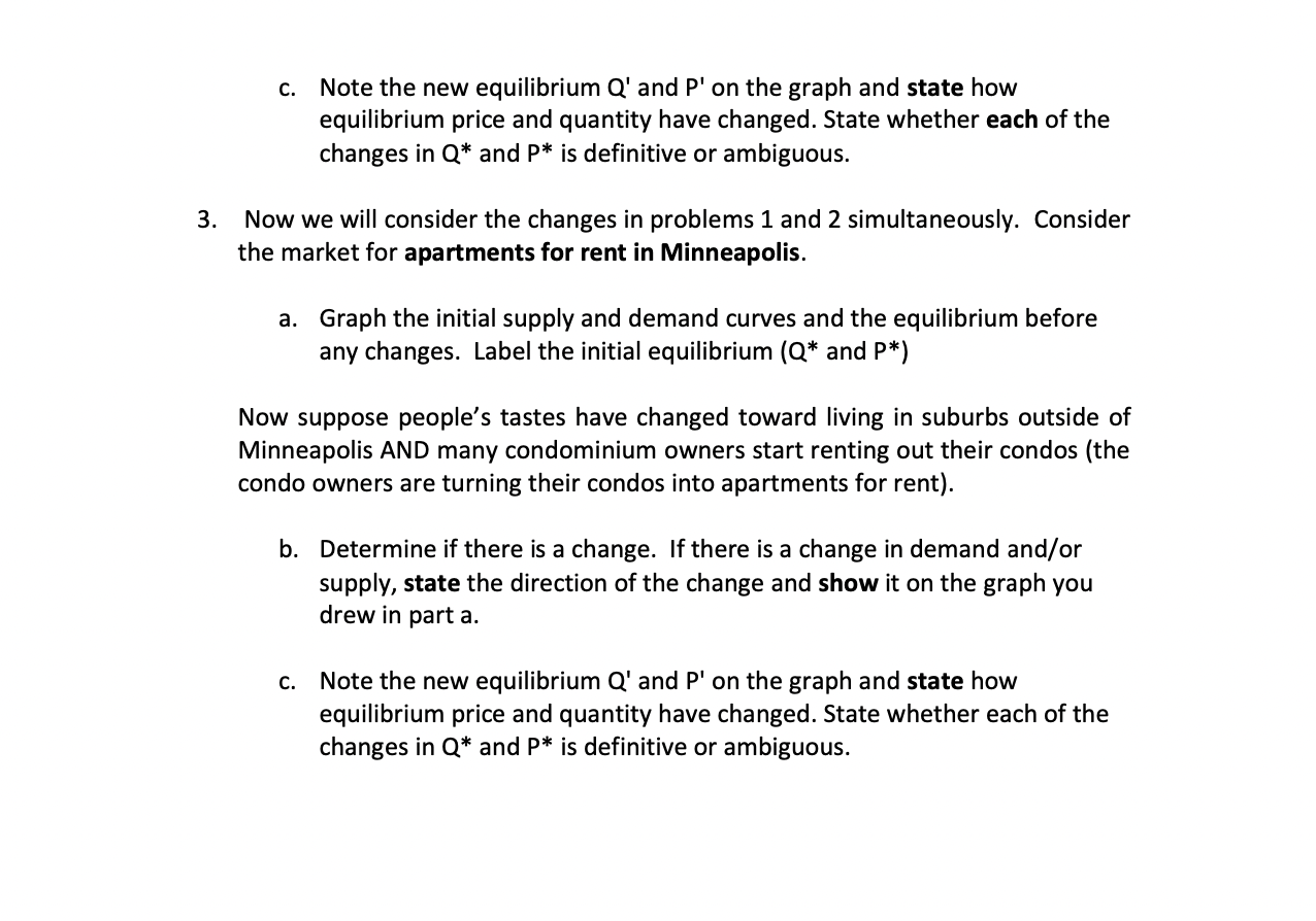 Solved c. Note the new equilibrium Q′ and P′ on the graph | Chegg.com