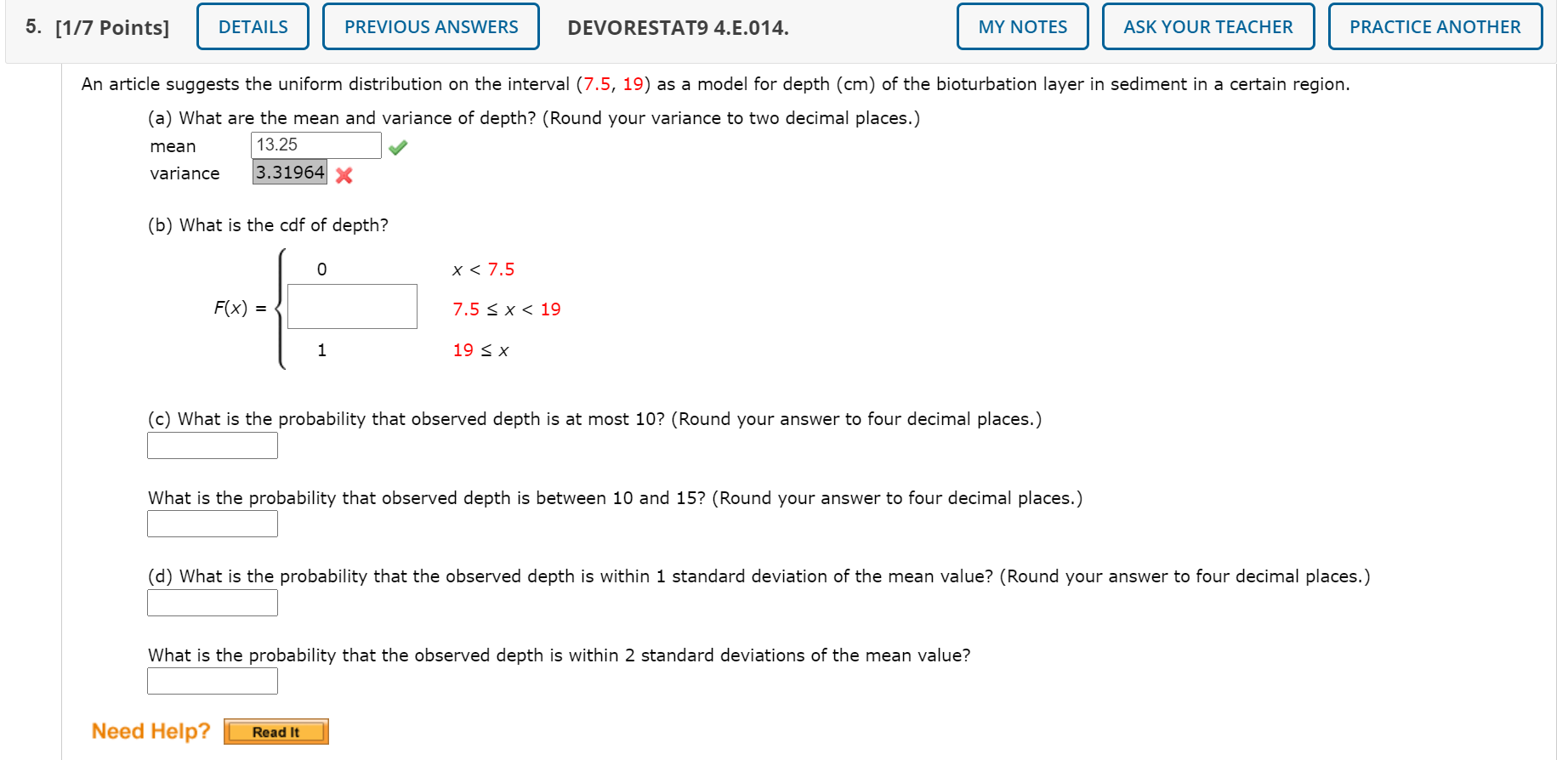 Solved 5. [1/7 Points] DETAILS PREVIOUS ANSWERS DEVORESTAT9 | Chegg.com