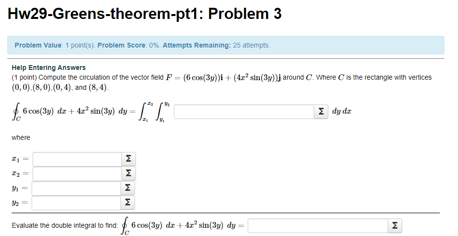 Solved Hw29-Greens-theorem-pt1: Problem 3 Problem Value: 1 | Chegg.com
