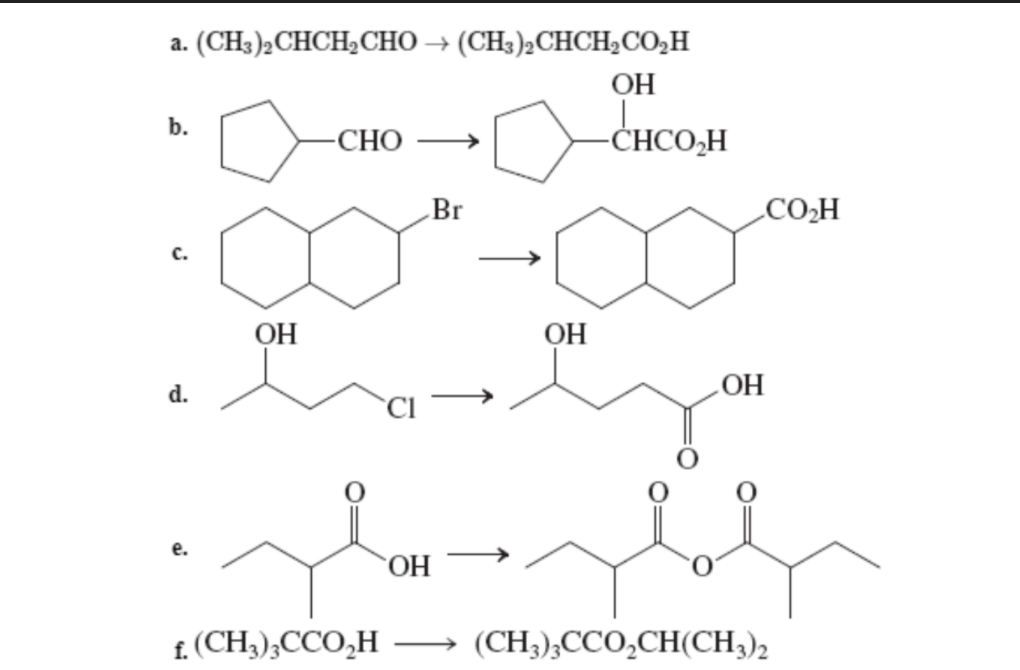 Solved a. (CH3)2CHCH,CHO - (CH3)2CHCH,СОН ОН b. CHO - -СНСОН | Chegg.com
