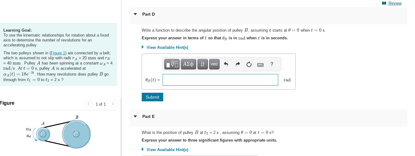 Solved What is the initial angular velocity of pulley B ? | Chegg.com