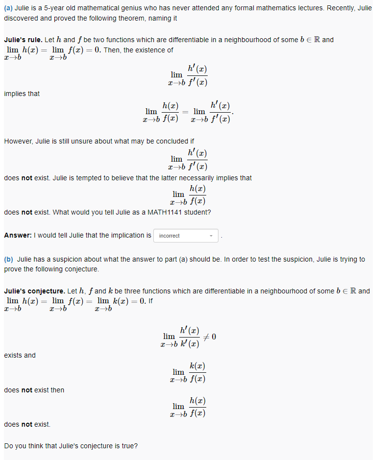 Solved (a) Julie is a 5-year old mathematical genius who has | Chegg.com