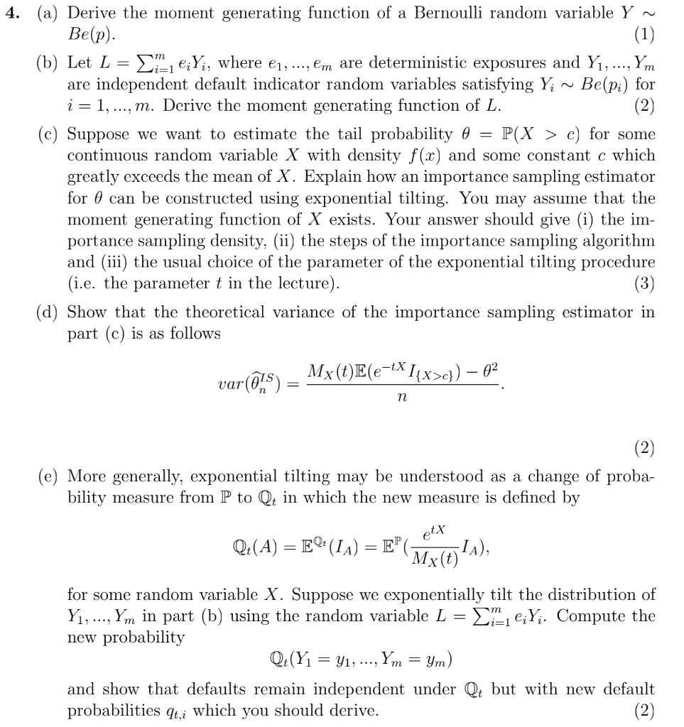 Solved 4. (a) Derive the moment generating function of a | Chegg.com