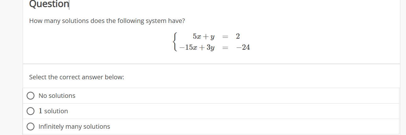 Solved How many solutions does the following system have? | Chegg.com