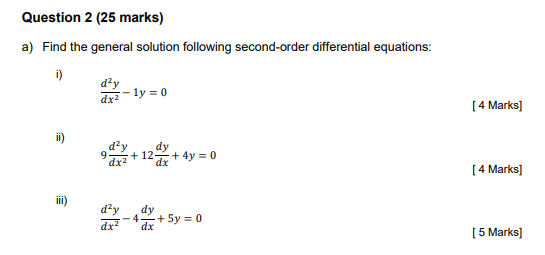 Solved a) Find the general solution following second-order | Chegg.com
