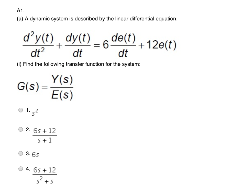 Solved (a) A dynamic system is described by the linear | Chegg.com