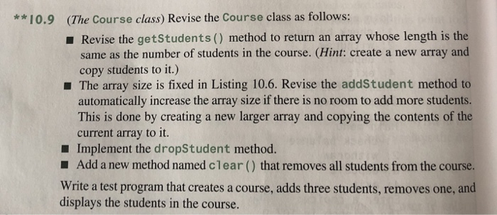 Solved The Course Class Revise The Course Class As 