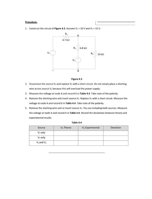 Solved 1. Construct the circuit of Figure 4.3. Assume V1=10 | Chegg.com