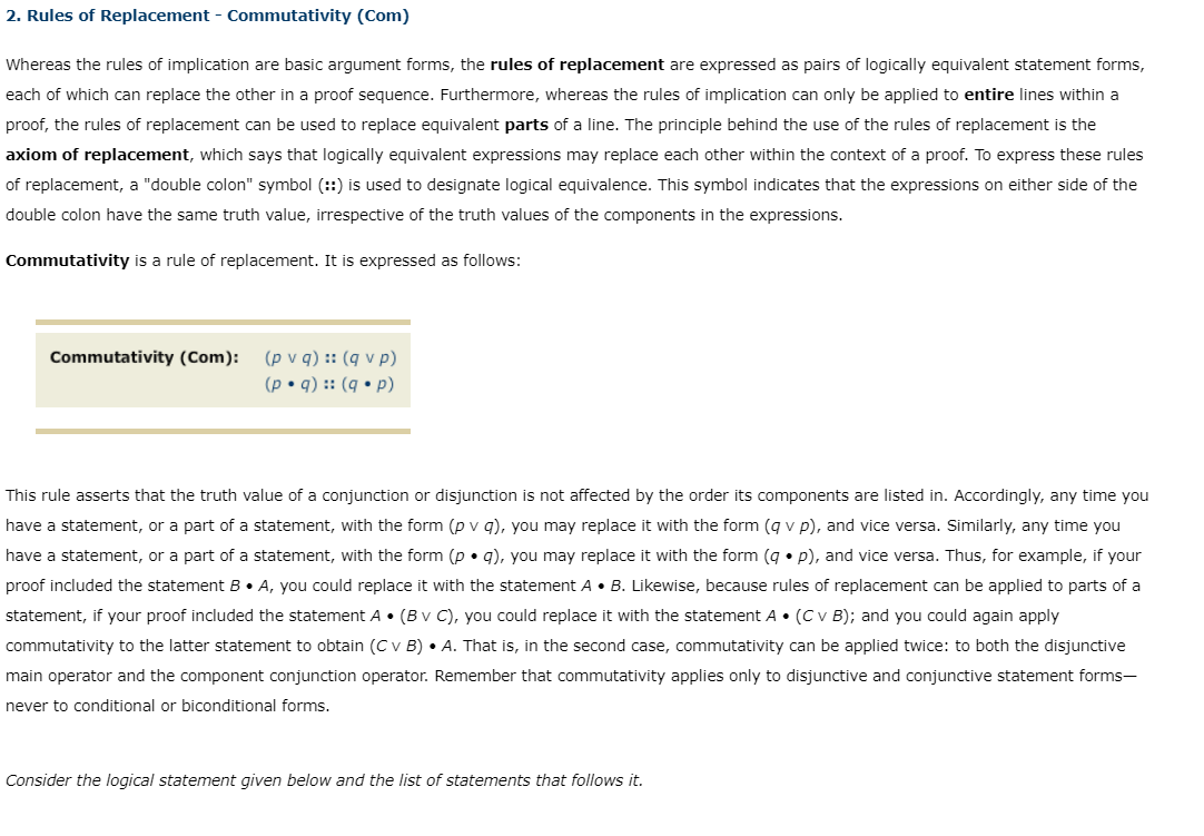 Solved 2. Rules of Replacement - Commutativity (Com) Whereas | Chegg.com Solved 2. Rules of Replacement - Commutativity (Com) Whereas | Chegg.com