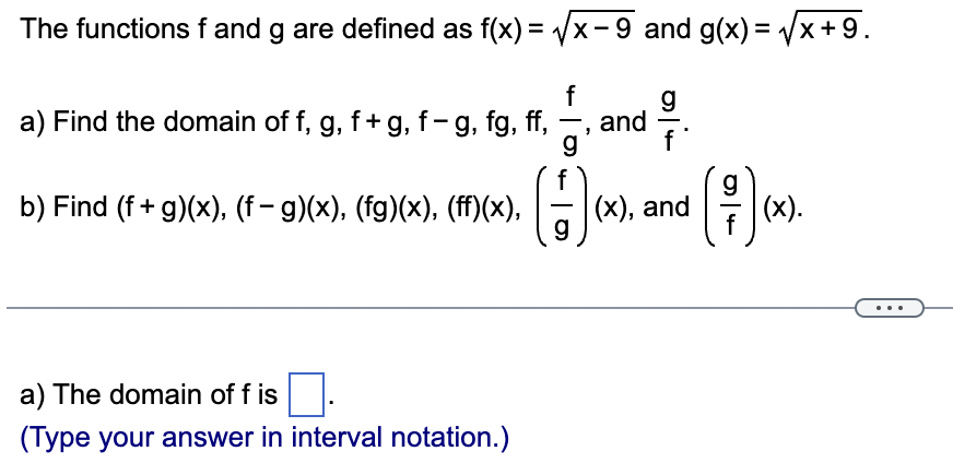 Solved The functions f and g are defined as f(x)=x−9 and | Chegg.com
