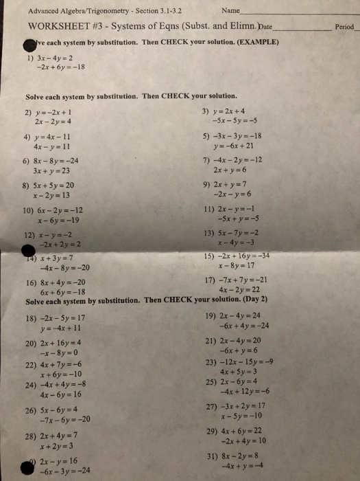 Solved Advanced Algebra Trigonometry- Section 3.1-3.2 Name | Chegg.com