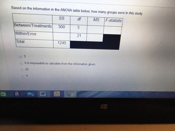 Solved Based on the information in the ANOVA table below, | Chegg.com