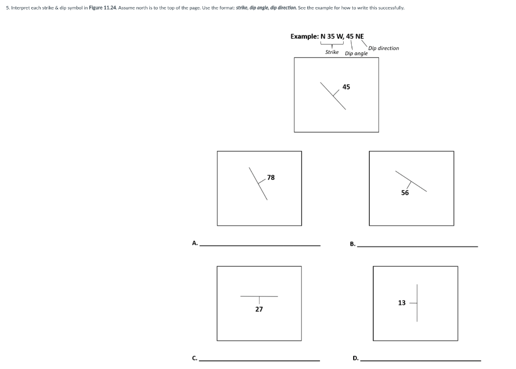 Solved 5. Interpret each strike & dip symbol in Figure | Chegg.com