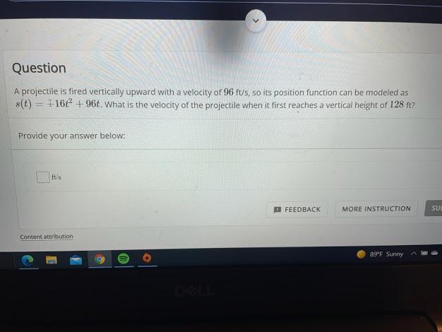 Solved Question A projectile is fired vertically upward with | Chegg.com