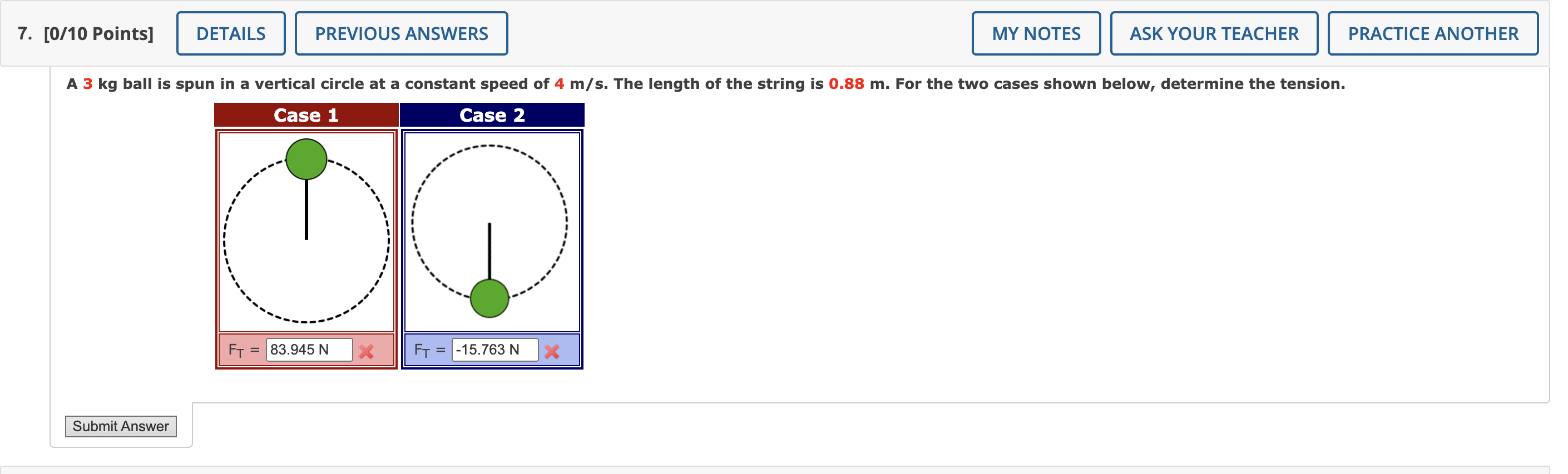 Solved A 3kg ﻿ball is spun in a vertical circle at a | Chegg.com