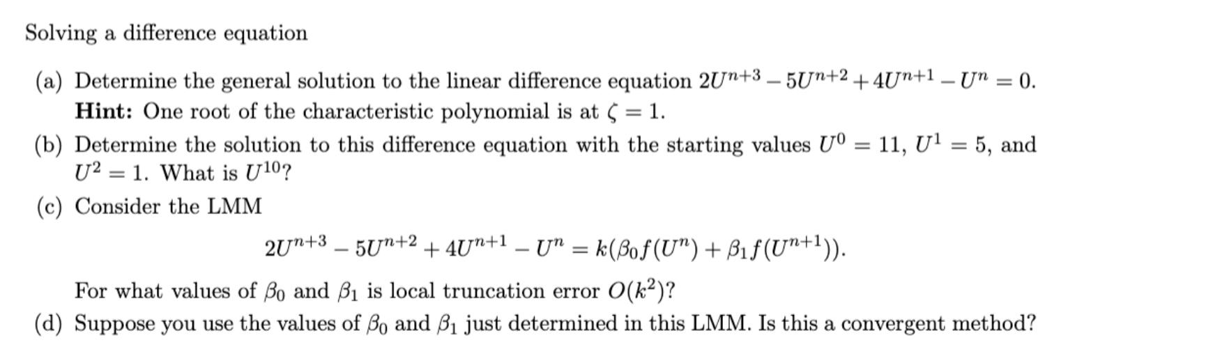 Solved - Solving a difference equation (a) Determine the | Chegg.com