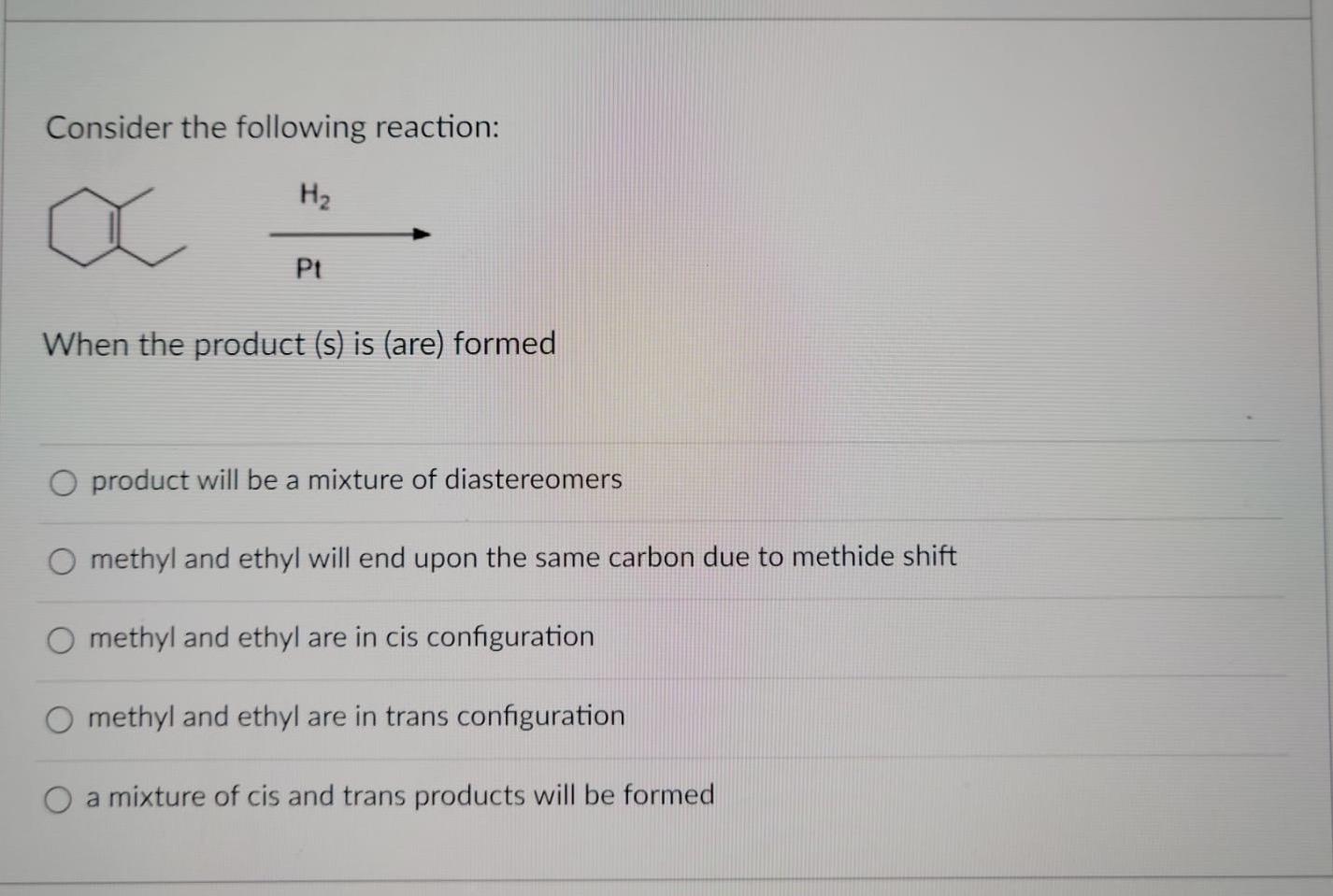 Solved Consider the following reaction: H2 Pt When the | Chegg.com