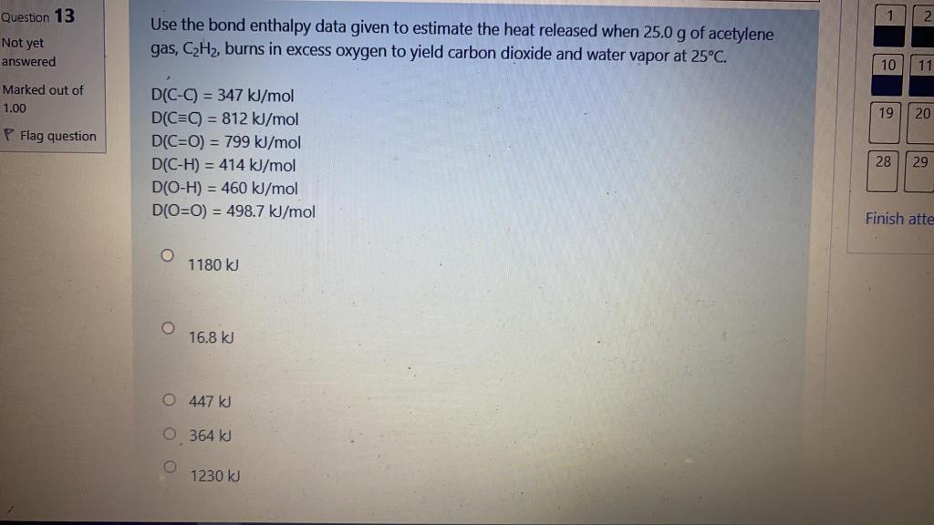 Solved Question 13 Use the bond enthalpy data given to | Chegg.com