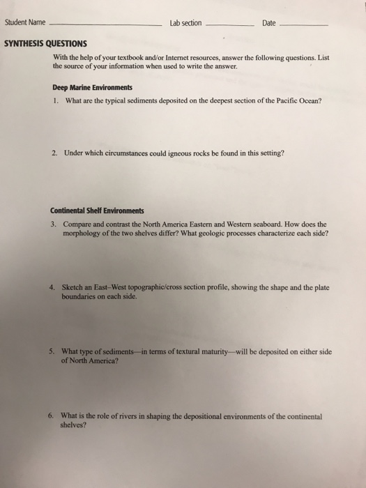 Solved Student Name Lab section Date SYNTHESIS QUESTIONS | Chegg.com