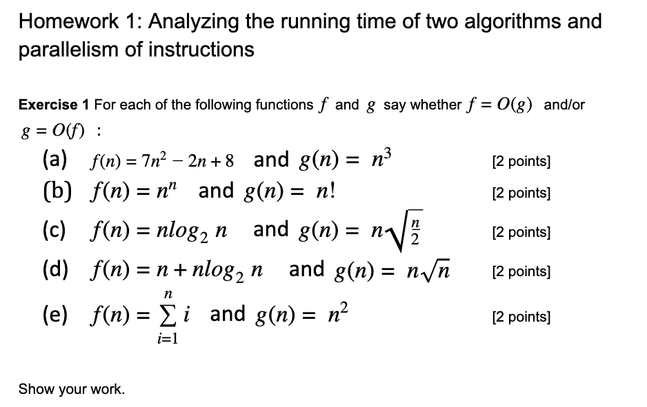 Solved Homework 1 Analyzing The Running Time Of Two 