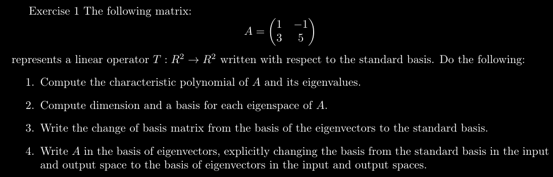 Solved The following matrix:\[A=\left(\begin{array}{cc}1 ﻿& | Chegg.com