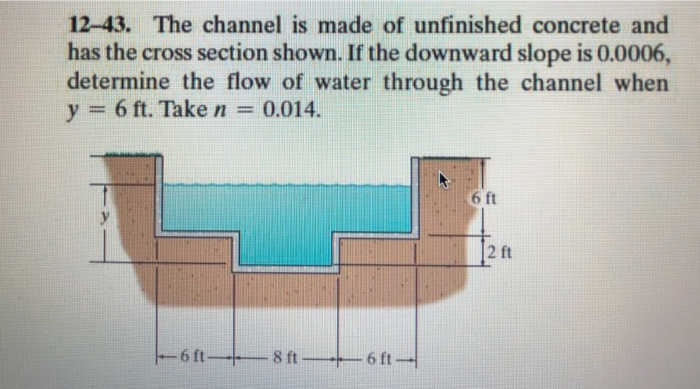 Solved 12-43. The channel is made of unfinished concrete and | Chegg.com