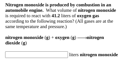 Solved Nitrogen monoxide is produced by combustion in an | Chegg.com