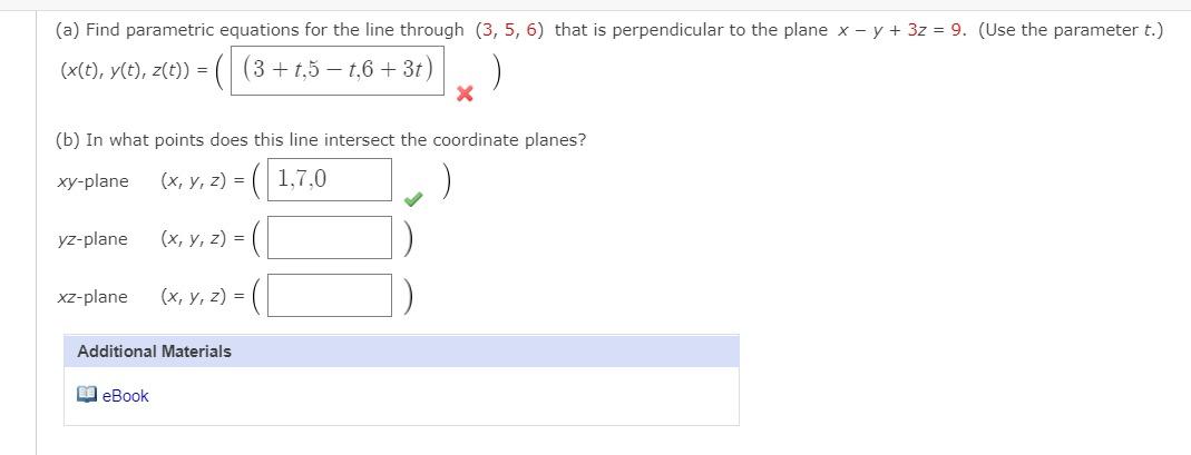 Solved (a) Find parametric equations for the line through | Chegg.com