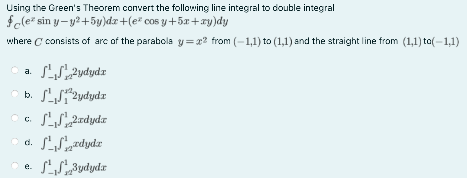 Solved Using the Green's Theorem convert the following line | Chegg.com