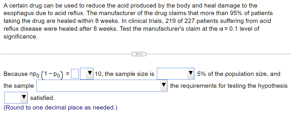 Solved Dropdown Menu Options: , = , Greater than, less | Chegg.com