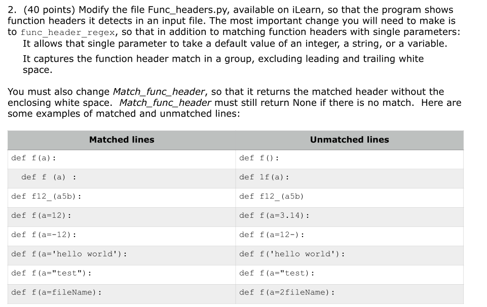 Solved Func_headers.py： import re﻿ # '$' isn't allowed in | Chegg.com