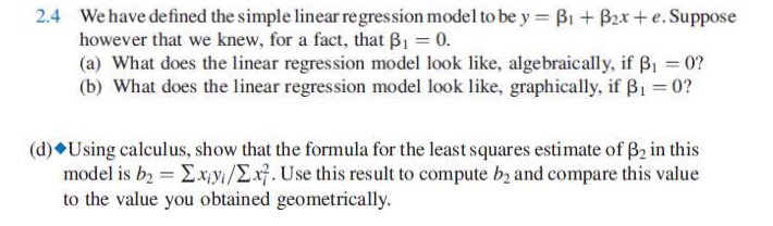 Solved 2.4 We have defined the simple linear regression | Chegg.com