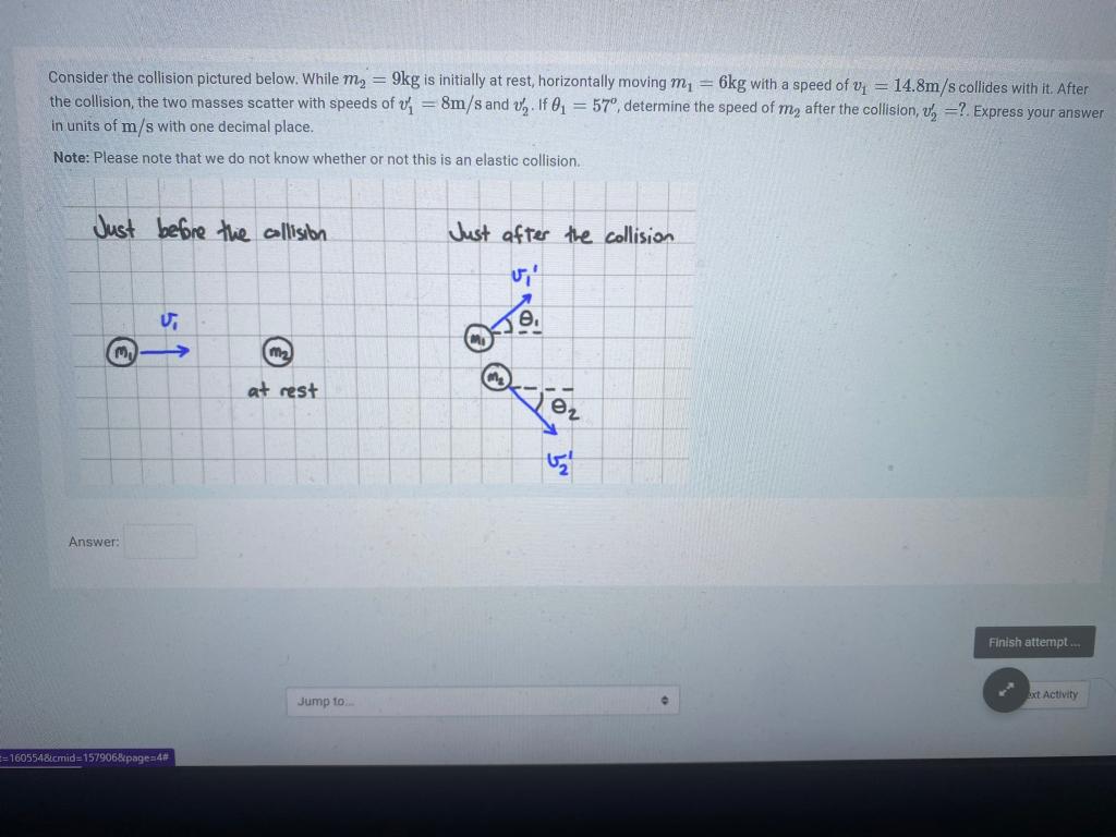 Solved Consider the collision pictured below. While m2=9 kg | Chegg.com