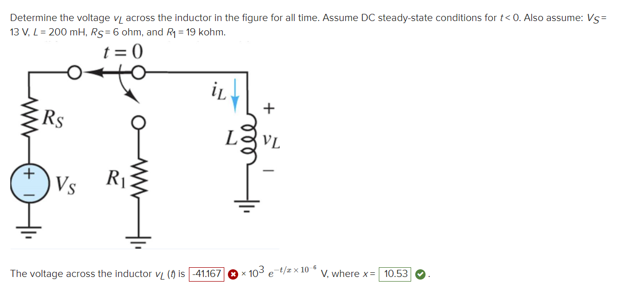 Solved Determine the voltage vL across the inductor in the | Chegg.com
