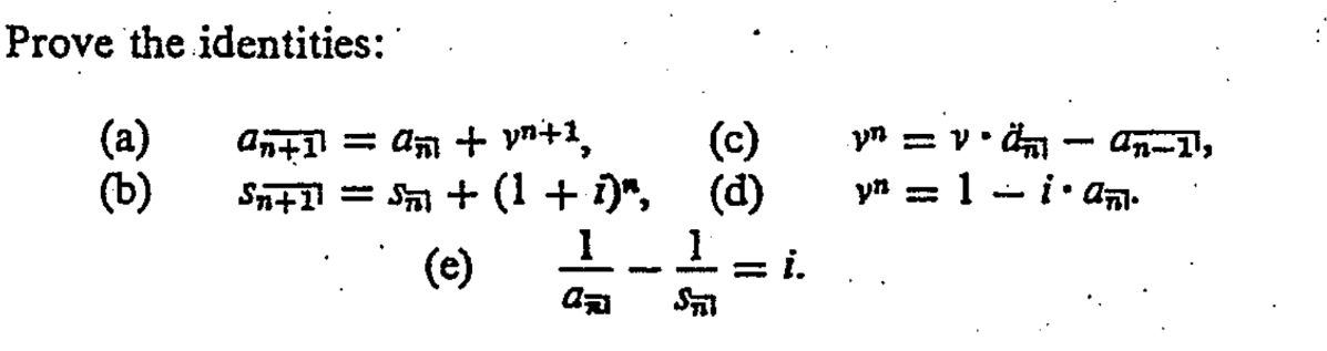 Solved Prove the identities: (a) an+1=an+vn+1, (c) | Chegg.com