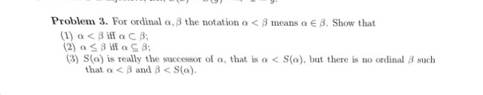 Solved For ordinal alpha, beta the notation alpha