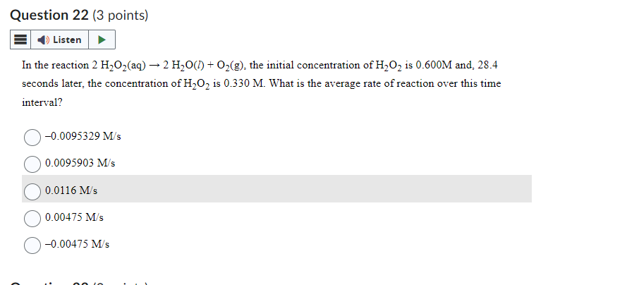 Solved In the reaction 2H2O2(aq)→2H2O(l)+O2( g), the initial | Chegg.com