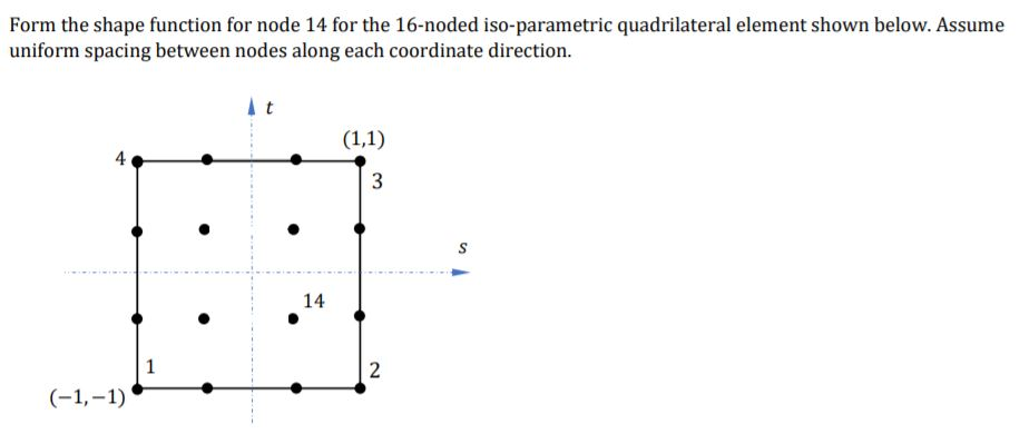 Solved Form the shape function for node 14 for the 16-noded | Chegg.com