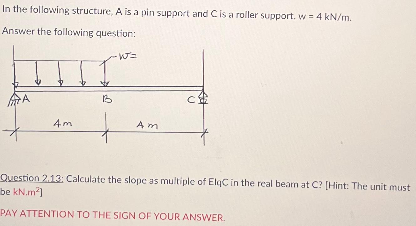 Solved In the following structure, A is a pin support and C | Chegg.com