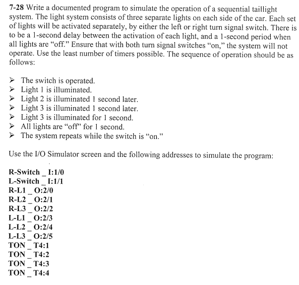 Solved in ladder logic 7-28 ﻿Write a documented program to | Chegg.com