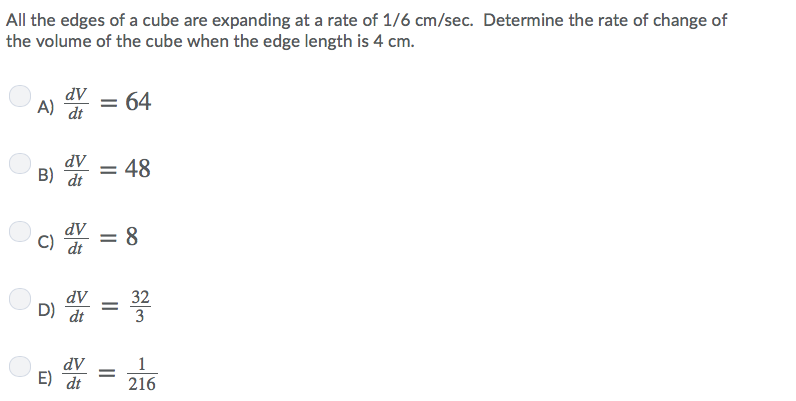 Solved All the edges of a cube are expanding at a rate of | Chegg.com
