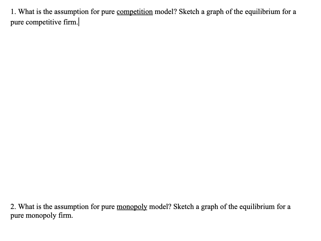 Solved What is the assumption for pure competition | Chegg.com