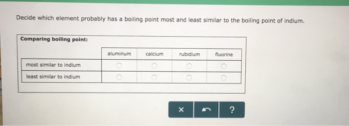 Solved Decide which element probably has a boiling point | Chegg.com Solved Decide which element probably has a boiling point | Chegg.com
