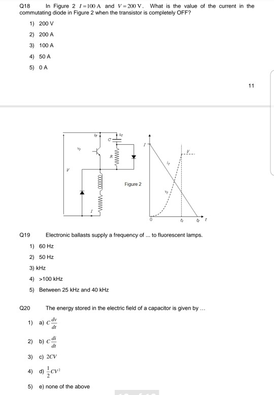 Solved Q18 In Figure 2 I 100 A and V 200 V. What is the | Chegg.com