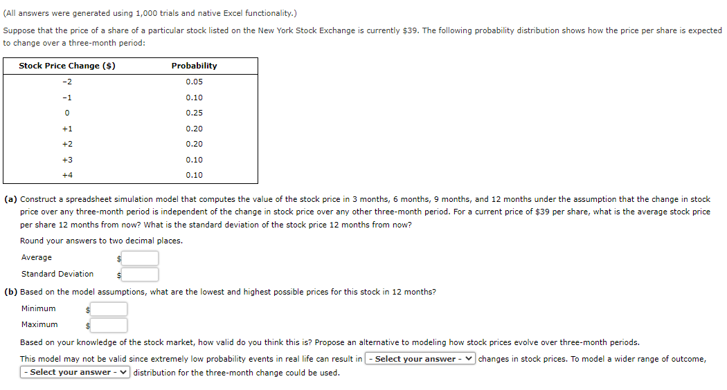 Solved (All answers were generated using 1,000 trials and | Chegg.com